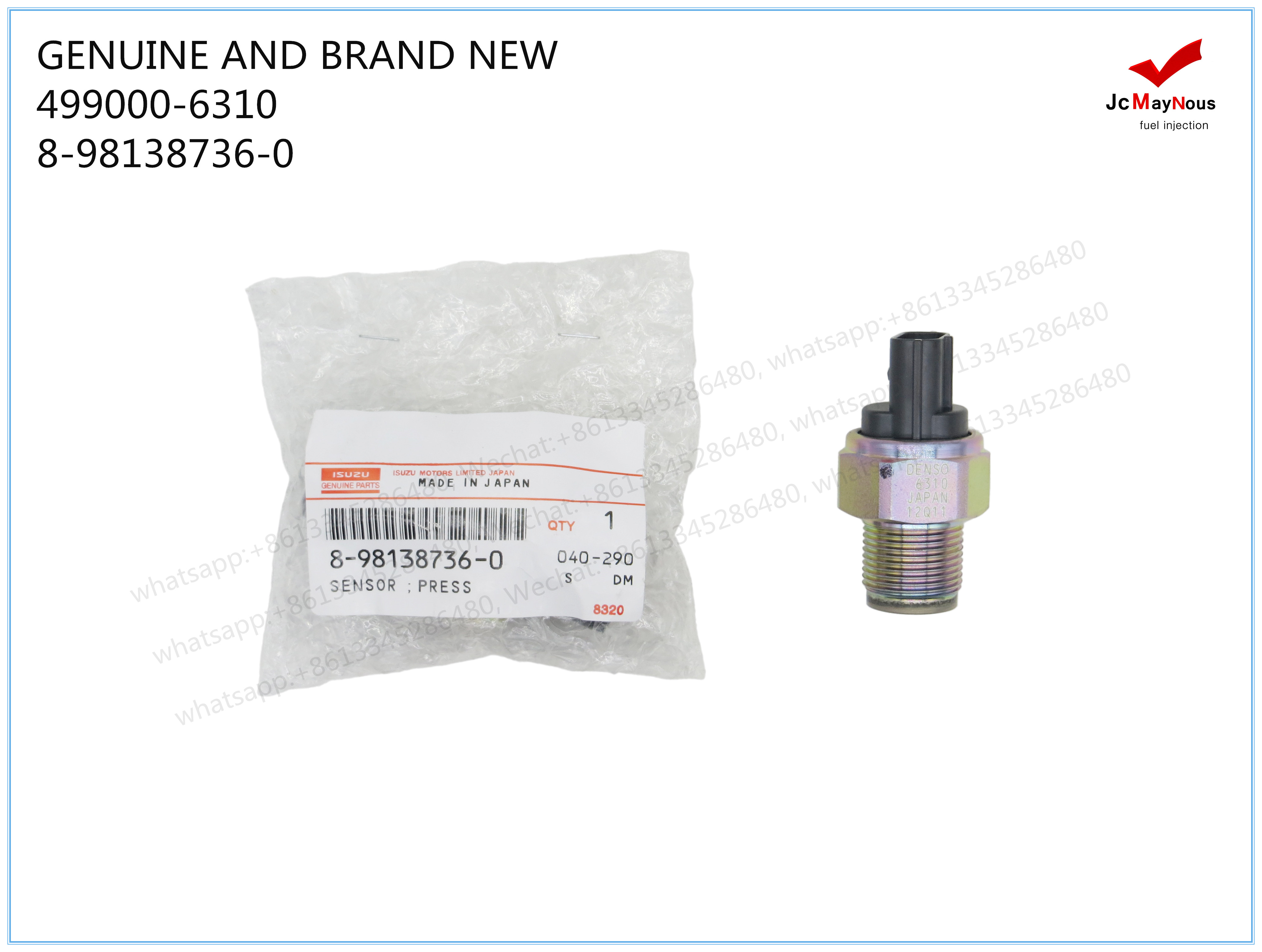 GENUINE AND BRAND NEW DIESEL FUEL RAIL PRESSURE SENSOR 499000-6310, 8 ...
